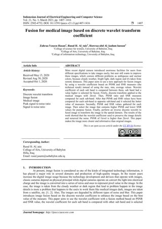 Fusion For Medical Image Based On Discrete Wavelet Transform Coefficient PDF