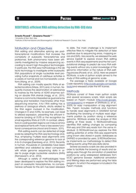 Pdf Reditools Efficient Rna Editing Detection By Rna Seq Data