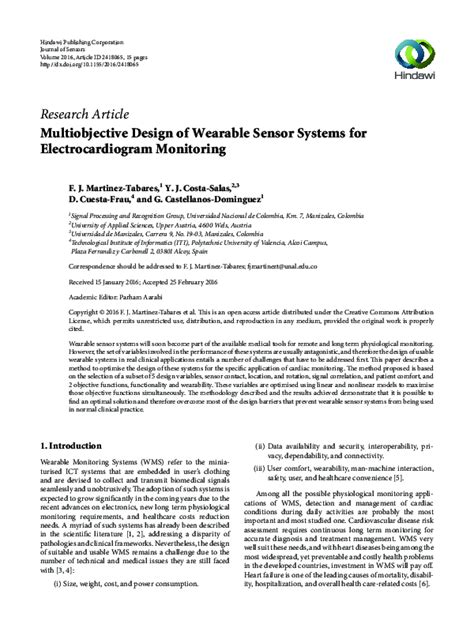 pdf multiobjective design of wearable sensor systems for