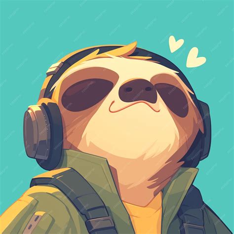 Premium Vector A Lazy Sloth Pilot Cartoon Style
