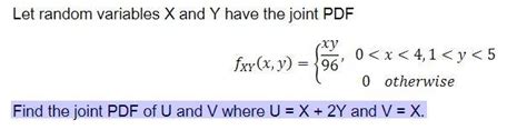 solved let random variables x and y have the joint pdf