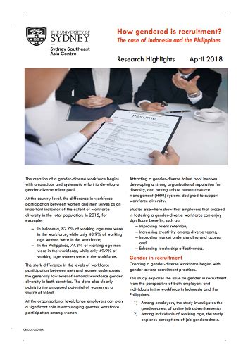 How Gendered Is Recruitment The Case Of Indonesia And The Philippines Investing In Women