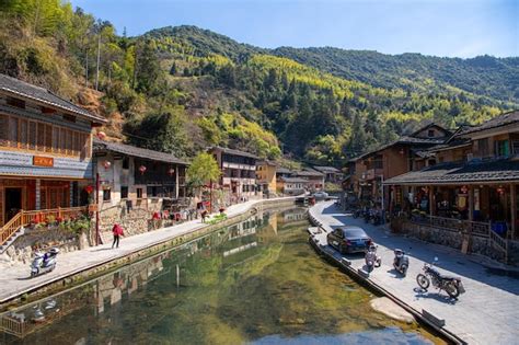 Premium Photo Tulou Cluster Fujian China February 17th 2021 The Small Houses In The Tuxi