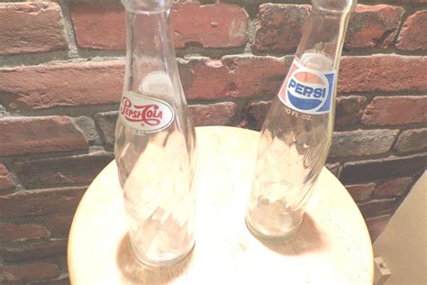 Vintage Pepsi Cola Red White Swirl Glass Bottles 12 Oz Old Pepsi