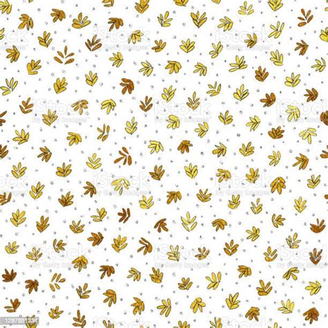골든 폴란드가 금색 연필 잎에 의해 그려진 손으로 매끄러운 패턴 흰색 종이 배경에 고립 된 작은 고르지 않은 지저분한 둥근