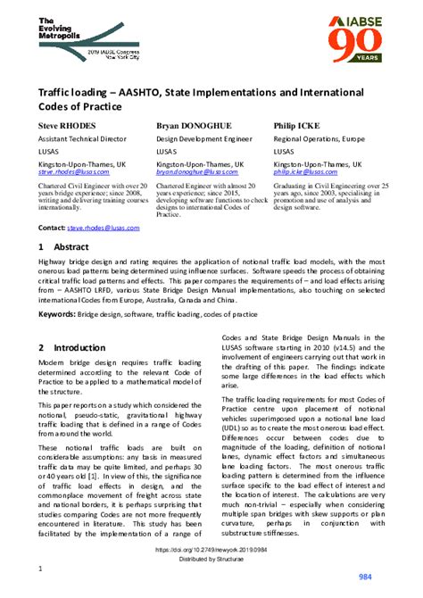 Pdf Traffic Loading Aashto State Implementations And International