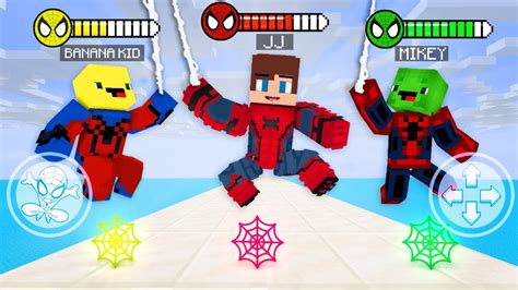 JJ And Mikey And Banana Kid Became Spider Man On SuperHero Game Maizen Minecraft Animation