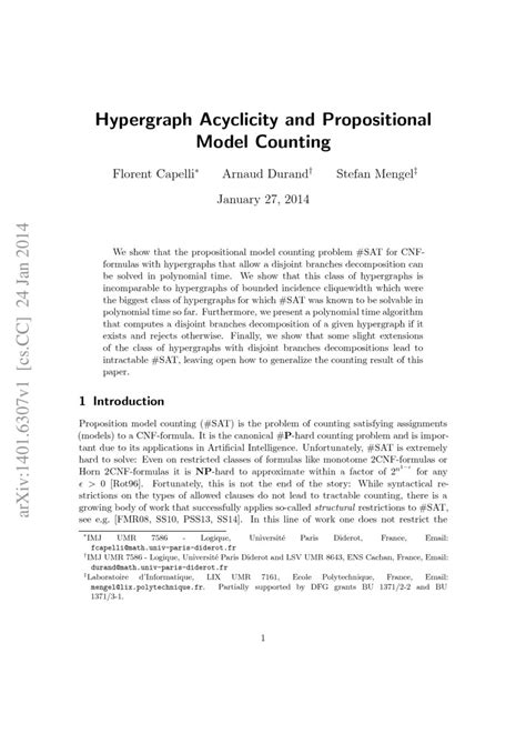 Hypergraph Acyclicity And Propositional Model Counting Deepai