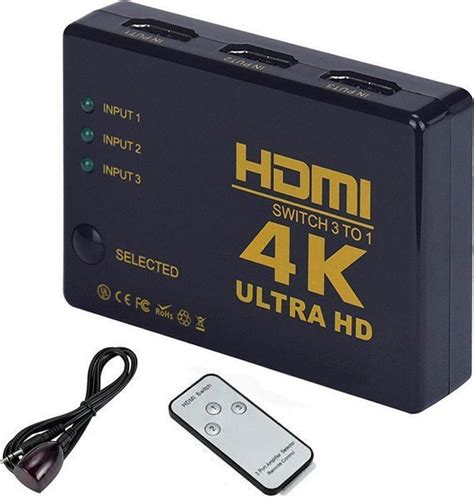 Maxgo Hdmi Multiplexer Switch 3 Port Replicator 4k Controlled Ultra Hd