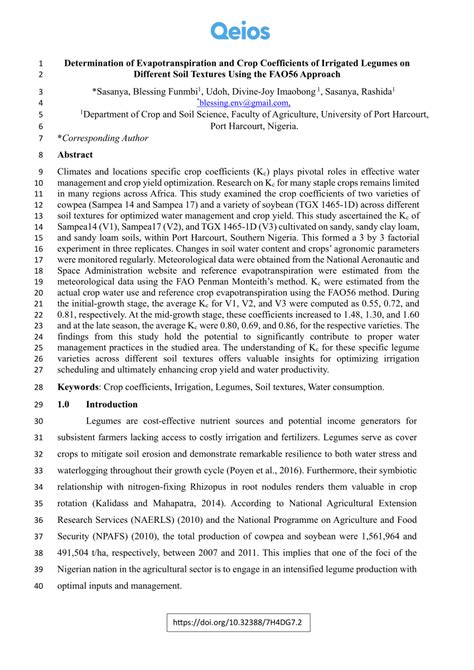 Pdf Determination Of Evapotranspiration And Crop Coefficients Of
