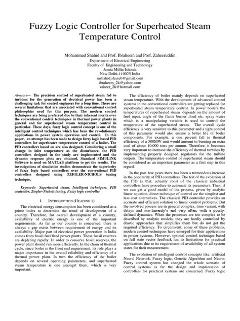 Fuzzy Logic Controller For Superheated S Pdf Control Theory Control System