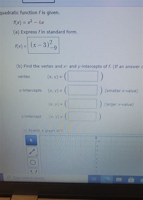 solved quadratic function f is given f x x2 6x a