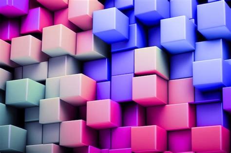 Premium Photo Abstract Background Of Cube Blocks Wall Stacking Design Neon Pastel Color