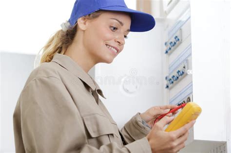 Woman Measuring Electrical Current Stock Image Image Of Woman