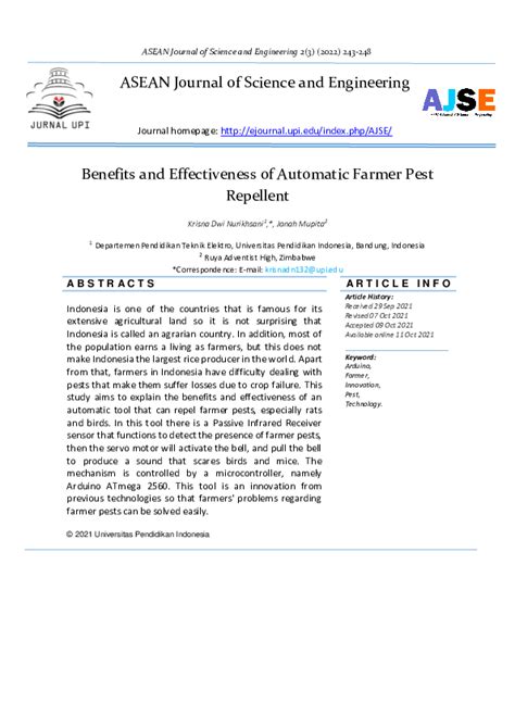 Pdf Benefits And Effectiveness Of Automatic Farmer Pest Repellent