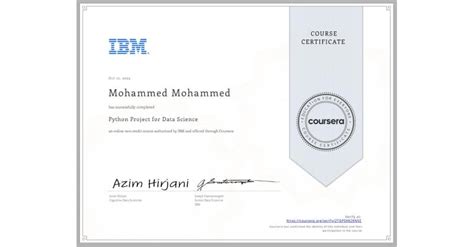 muhammed hisham on linkedin completion certificate for python project for data science