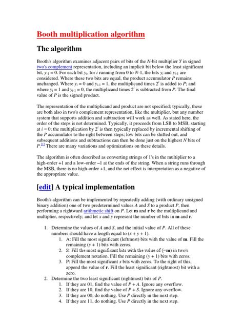 Booth Multiplication Algorithm Pdf Algorithms Areas Of Computer Science