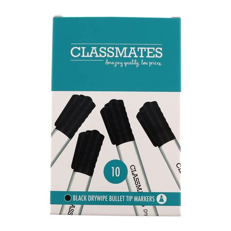 HC1691802 Classmates Whiteboard Marker Black Bullet Tip Pack Of 10 Findel International