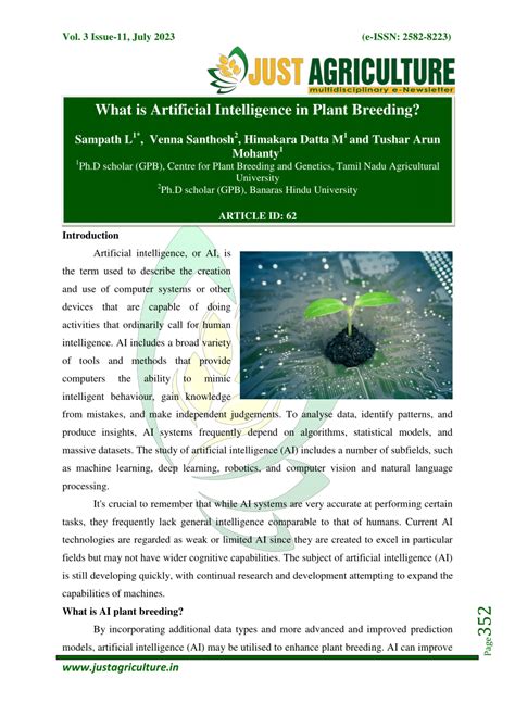 Pdf 62 What Is Artificial Intelligence In Plant Breeding