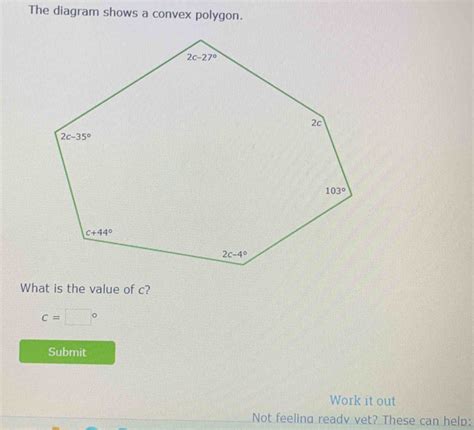 Solved The Diagram Shows A Convex Polygon What Is The Value Of C C Submit Work It Out Not