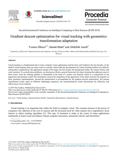 Pdf Gradient Descent Optimization For Visual Tracking With Geometrics