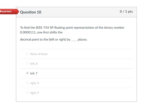 Solved To Find The Ieee 754 Sp Floating Point Representation