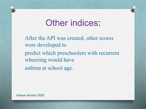 Asthma Predictive Index Ppt