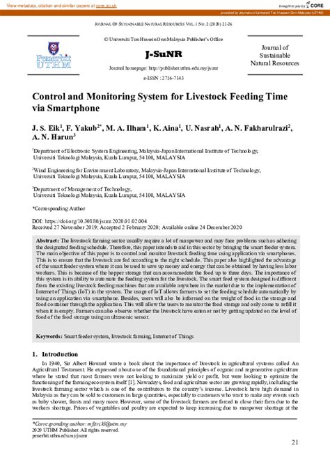 Pdf Control And Monitoring System For Livestock Feeding Time Via Smartphone
