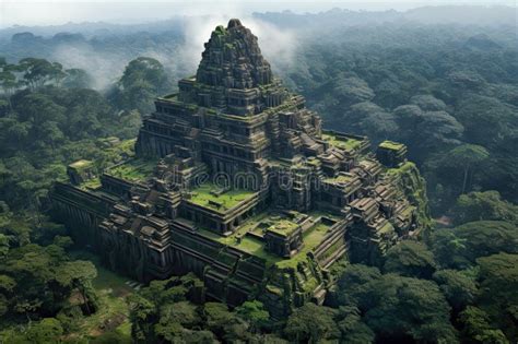 Aerial View Of The Angkor Vat Temples Cambodia Ai Generated Stock