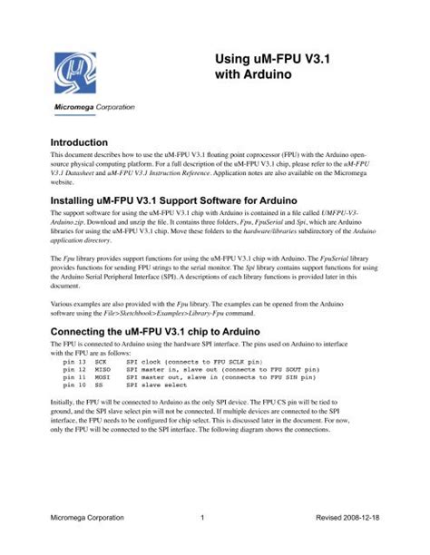 Using Um Fpu V31 With Arduino