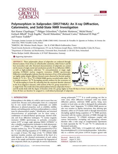 Pdf Polymorphism In Xaliproden Sr57746a An X Ray Diffraction