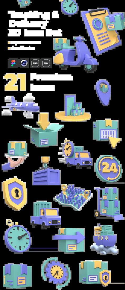 C4d高清物流配送3d图标合集 优质货物运输三维立体icon图标 花瓣网