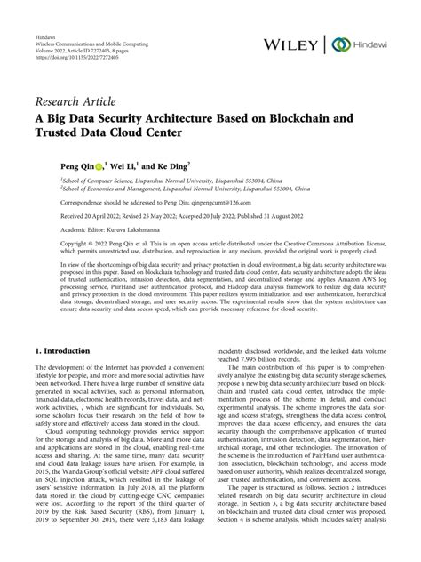 Pdf A Big Data Security Architecture Based On Blockchain And Trusted