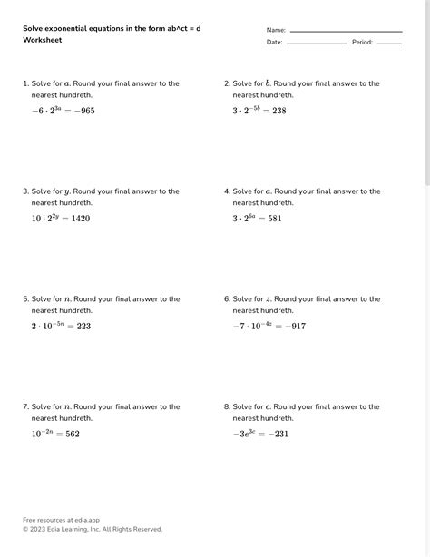 Free Printable Worksheets On Identifying Exponential Functions Worksheets Hq