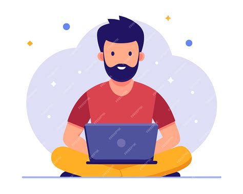premium vector designer secretary man with a laptop programmer tester