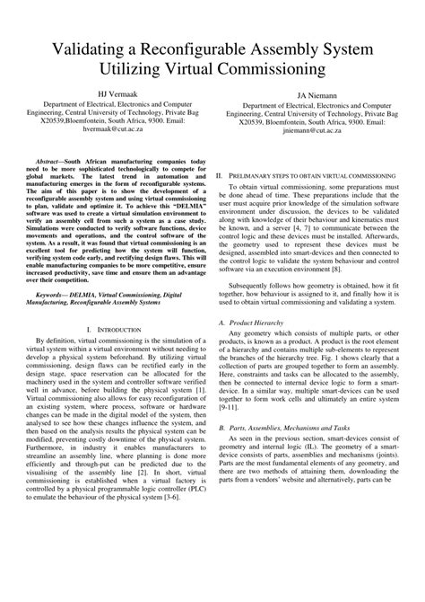 Pdf Validating A Reconfigurable Assembly System Utilizing Virtual Commissioning