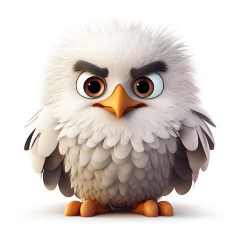Fluffy Eagle A Cute And Iconic 3d Animation With White Background Premium Ai Generated Image