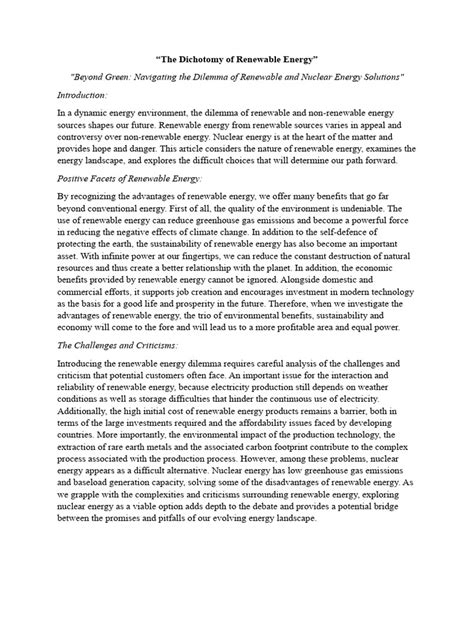 The Dichotomy Of Renewable Energy Saniya Dinesh Lanjekar Pdf