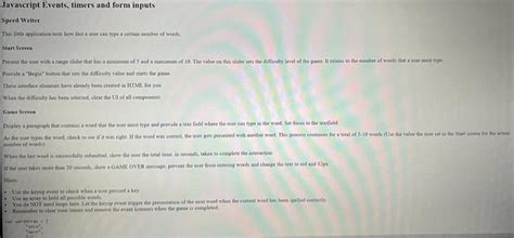Solved Javascript Events Timers And Form Inputs Speed