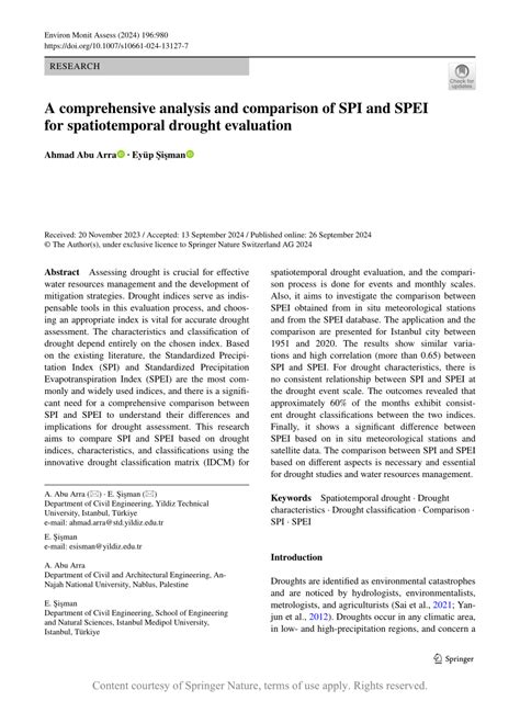 A Comprehensive Analysis And Comparison Of Spi And Spei For