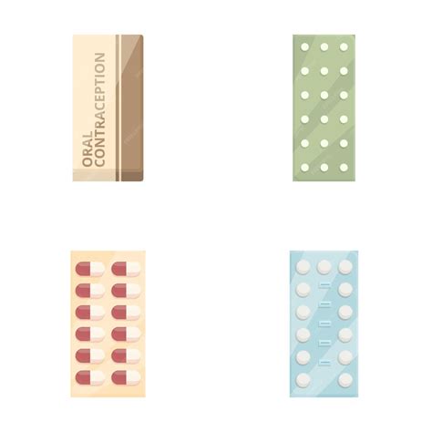 Premium Vector Variety Of Contraceptive Pills Packets Illustration