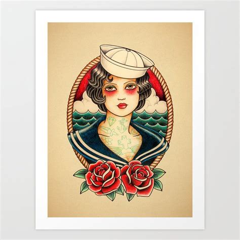 Sailor Girl Tattoo Art Print By Retrocrix X Small Posters Art