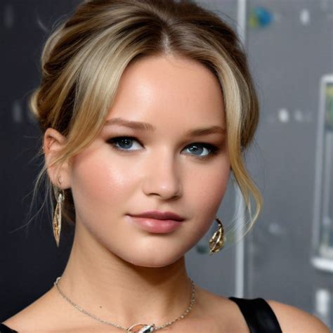 Jennifer Lawrence With Padlock Round Her Neck
