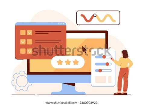 User Experience Concept Woman Near Computer Stock Vector Royalty Free 2380703923 Shutterstock