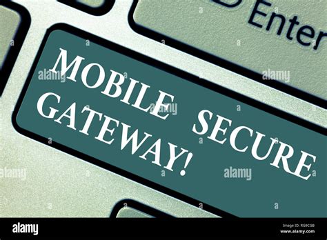 Conceptual Hand Writing Showing Mobile Secure Gateway Business Photo Showcasing Securing