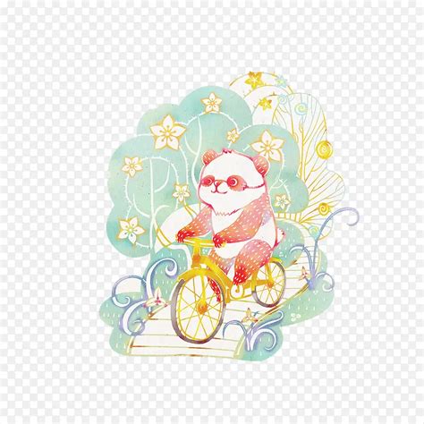 手绘水彩骑自行车的熊猫png图片素材下载图片编号7693594 Png素材网