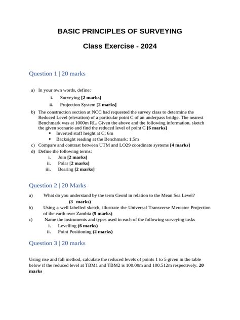 Assignments 1 To 4 Pdf Surveying Sea Level