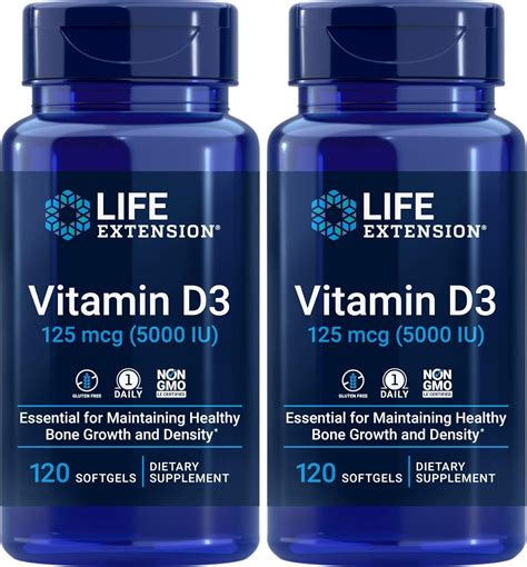 Life Extension Vitamin D3 5000 Iu 120 Softgels Pack Of 2