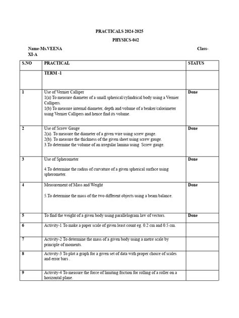 11 Practical Physics Pdf Weighing Scale Pendulum