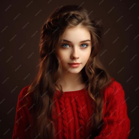 Premium Ai Image Beautiful Similing Girl With Long Hair Twintails Wearing Red Sweater